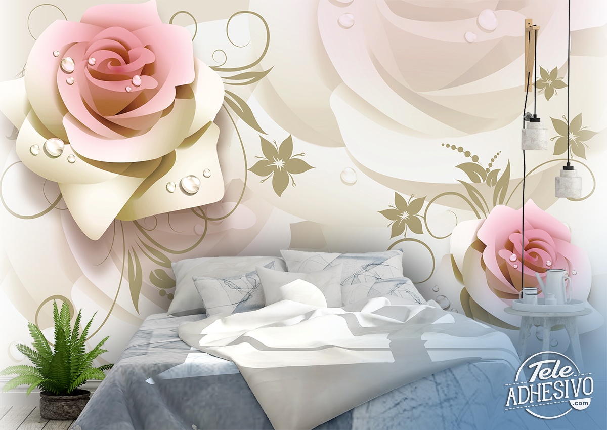 Wall mural Illustrated Roses | MuralDecal.com