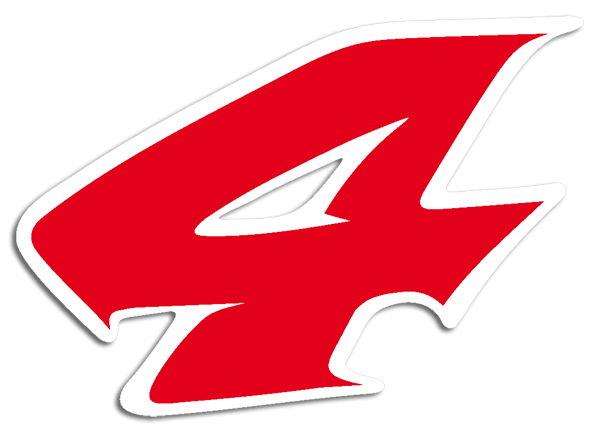 Sticker number 4 red and white