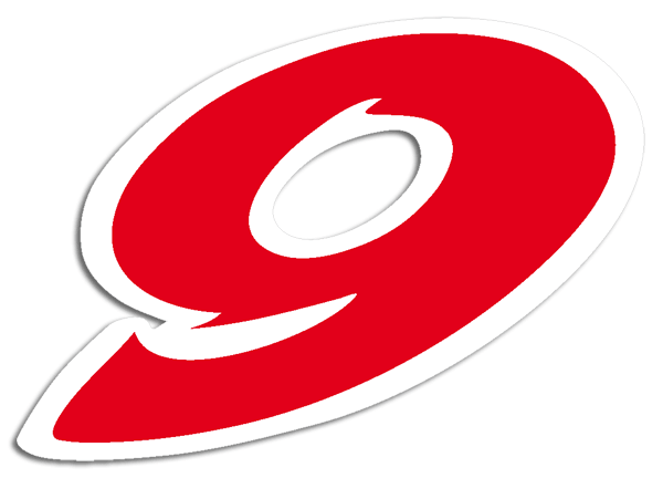 Sticker number 9 red and white