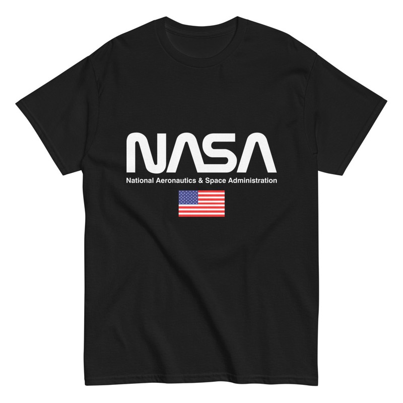 NASA Design T-Shirt with US Flag - MuralDecal